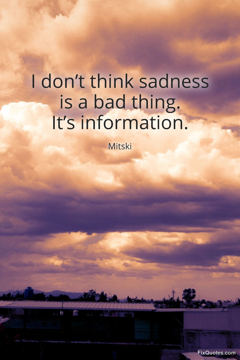 I don’t think sadness is a bad thing. It’s information - Mitski
