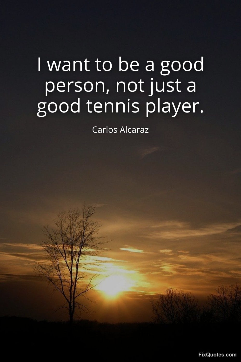 I want to be a good person, not just a good... - Carlos Alcaraz