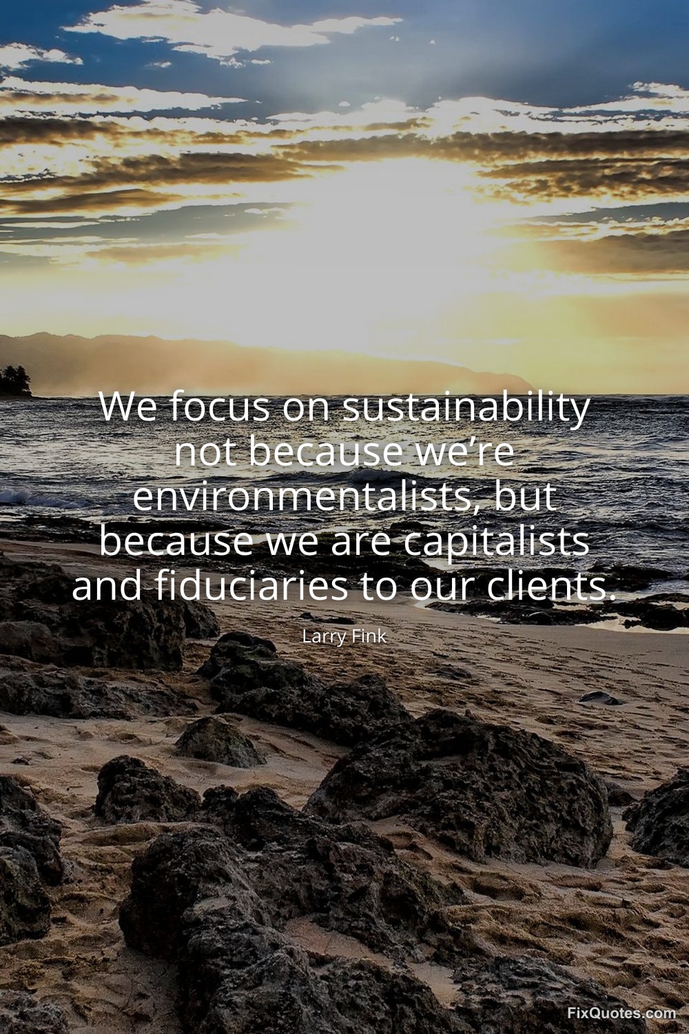 We focus on sustainability not because we’re... - Larry Fink