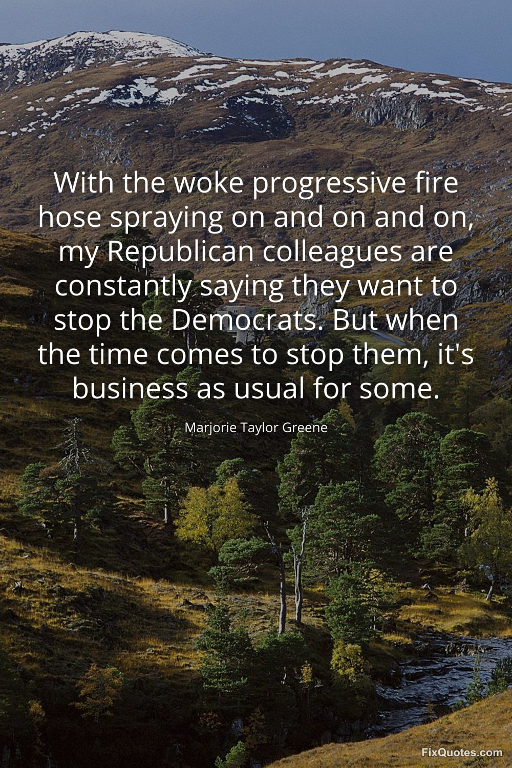 Marjorie Taylor Greene quote on progressive onslaught