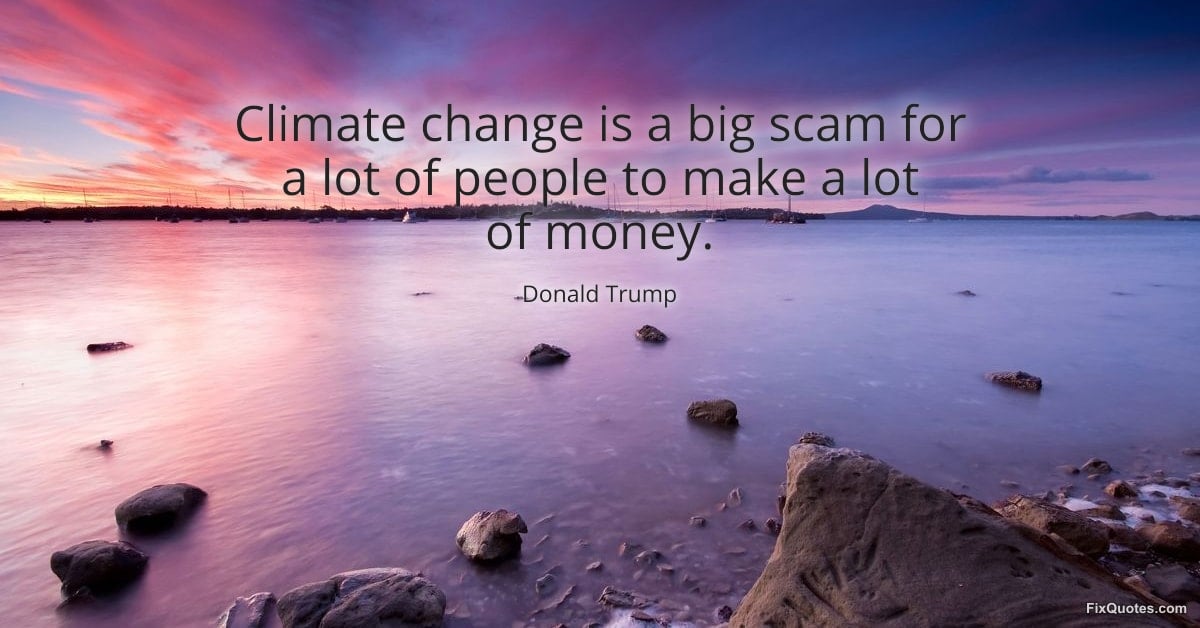 Trump quote on climate change scam - analysis