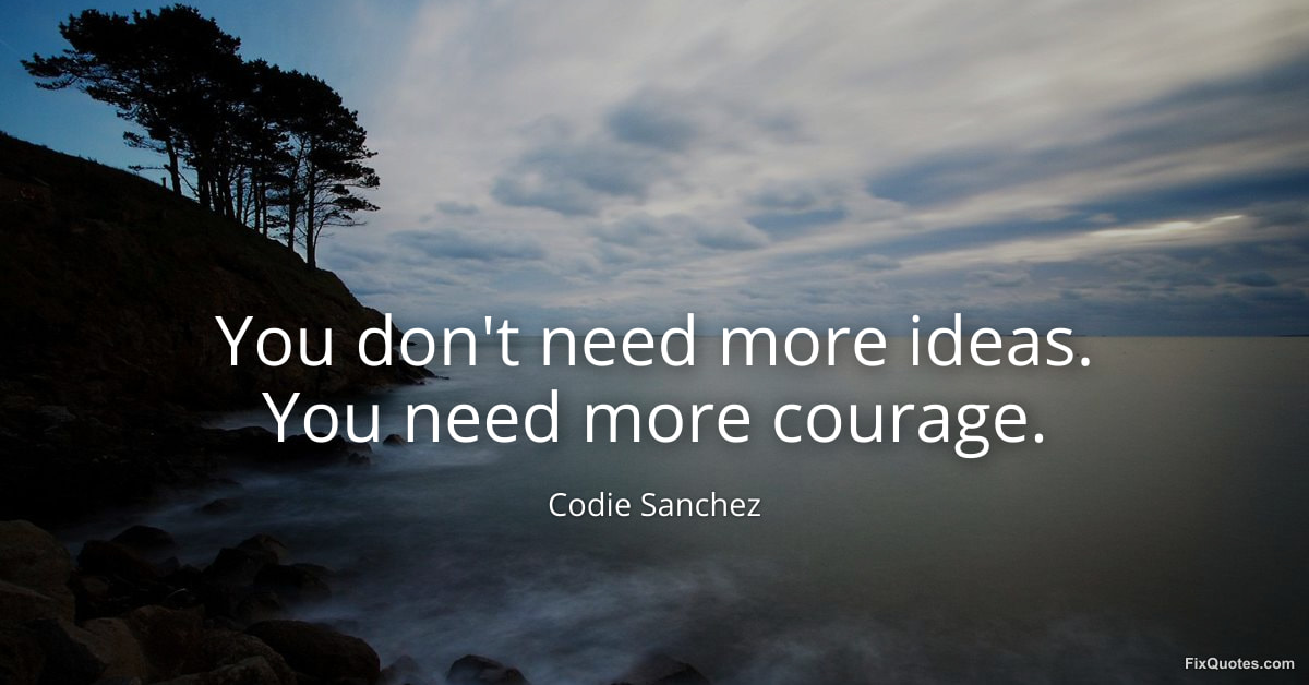 Codie Sanchez Quote: Courage Over More Ideas, Not More Plans